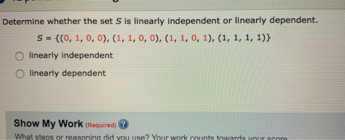 Solved Determine whether the set S is linearly independent | Chegg.com