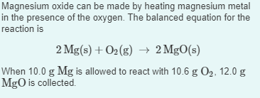 Solved Magnesium oxide can be made by heating magnesium | Chegg.com