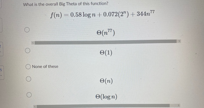 Solved What is the overall Big Theta of this function? f(n) | Chegg.com