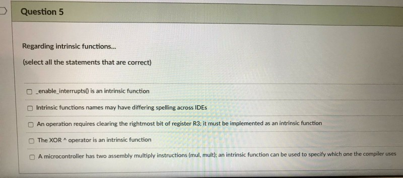 Solved Question 5 Regarding intrinsic functions... (select | Chegg.com