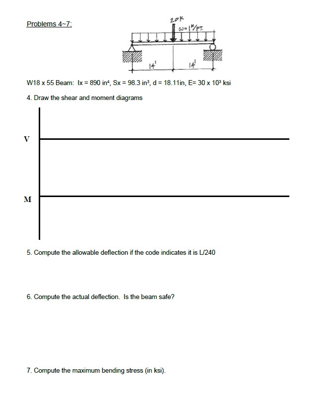 Solved Problems 4~7:W18 ×55 ﻿Beam: | Chegg.com