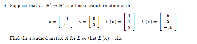 Solved Suppose that L:R2→R3 ﻿is a linear transformation | Chegg.com