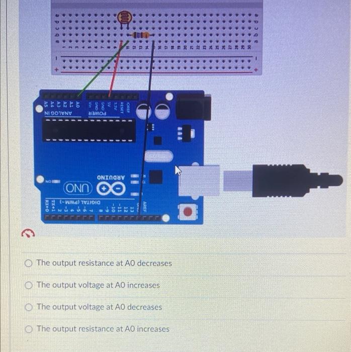 Solved The following sensor circuit places a photoresistor | Chegg.com