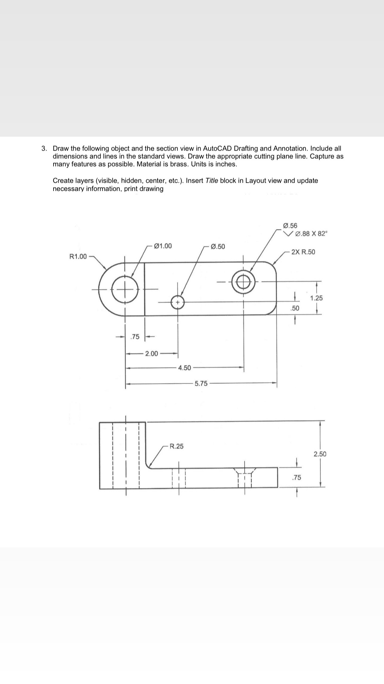 Solved Draw the following object and the section view in | Chegg.com