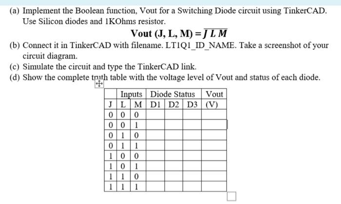 Solved (a) Implement the Boolean function, Vout for a | Chegg.com