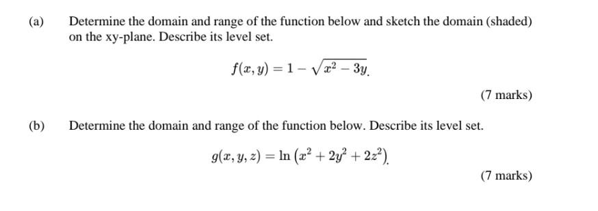 Solved (a) Determine the domain and range of the function | Chegg.com