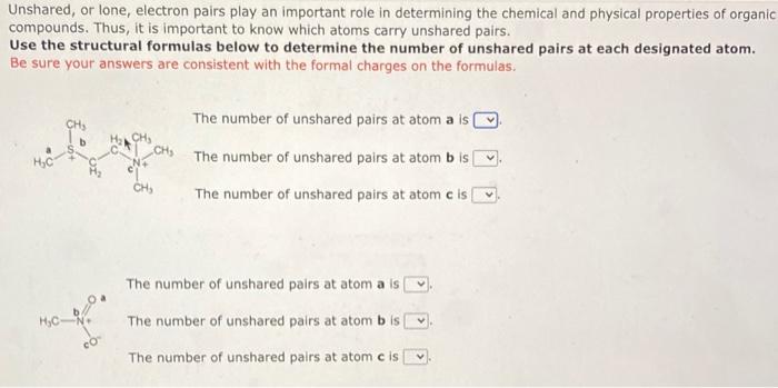 Solved atoms carry unshared pairs. Use the structural | Chegg.com