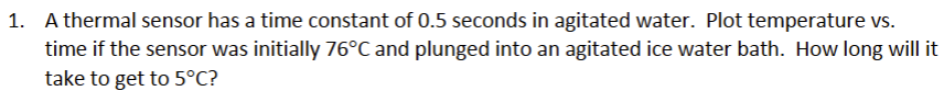 Solved 1. ﻿A thermal sensor has a time constant of 0.5 | Chegg.com