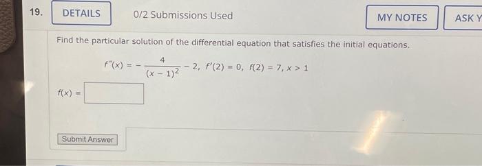 Solved Find the particular solution of the differential | Chegg.com