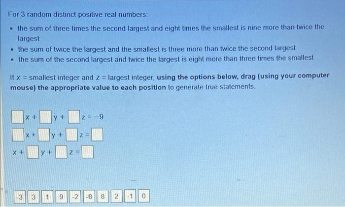 Solved For 3 random distinct positive real numbers: - the | Chegg.com