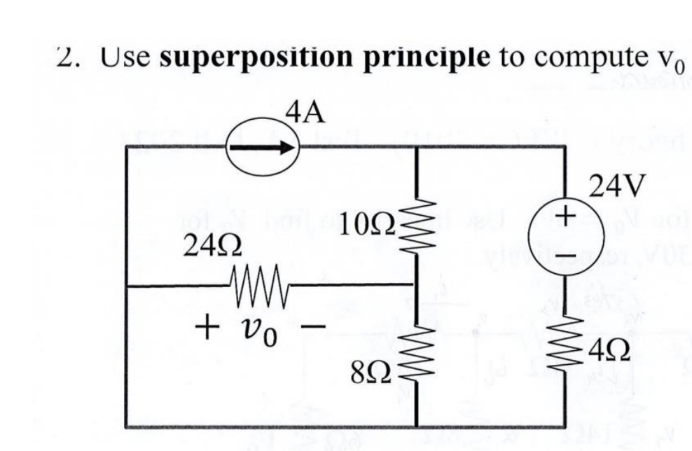 Solved Use superposition principle to compute v0 | Chegg.com