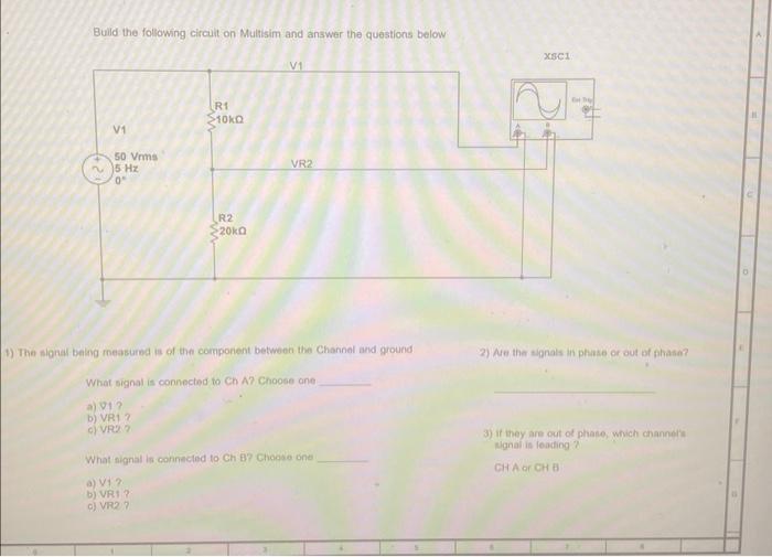 Solved Build the following circuit on Multisim and answer | Chegg.com