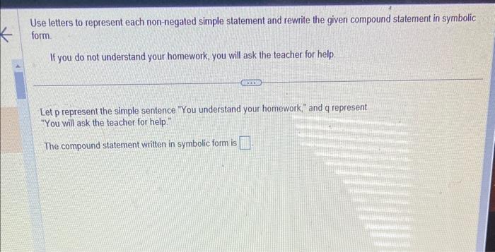 Solved Use letters to represent each non-negated simple | Chegg.com