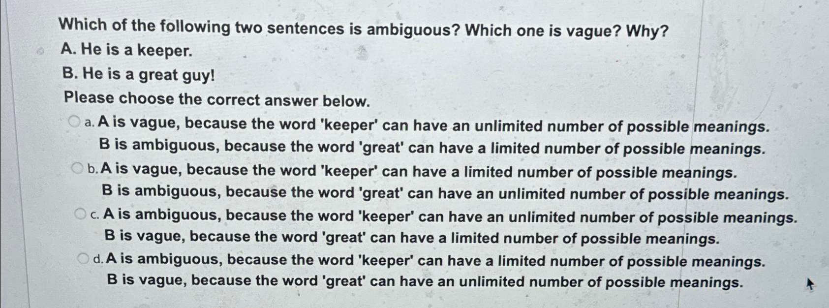 Solved Which of the following two sentences is ambiguous? | Chegg.com