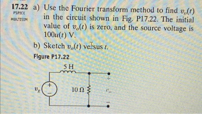 Solved PSPICE 17.22 a) Use the Fourier transform method to | Chegg.com