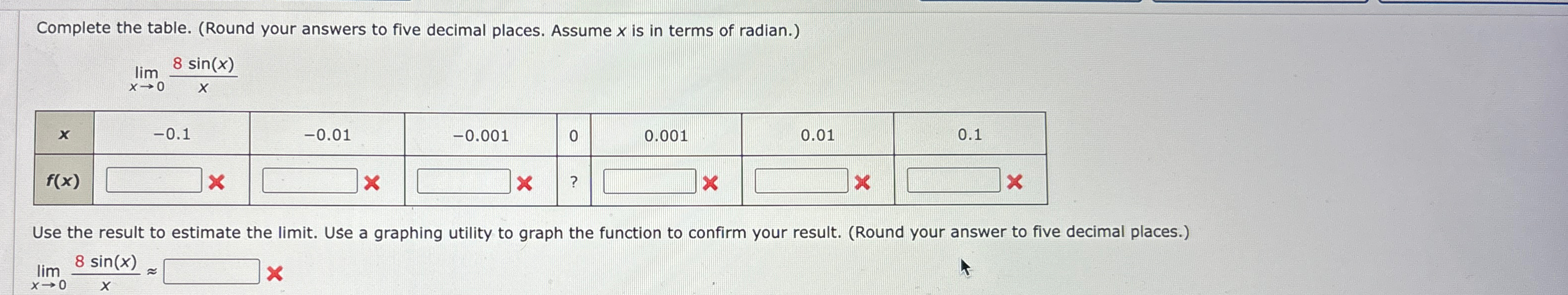 Solved Complete the table. (Round your answers to five | Chegg.com