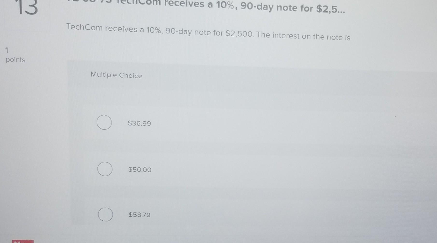 Solved 13 1 points receives a 10%, 90-day note for $2,5... | Chegg.com