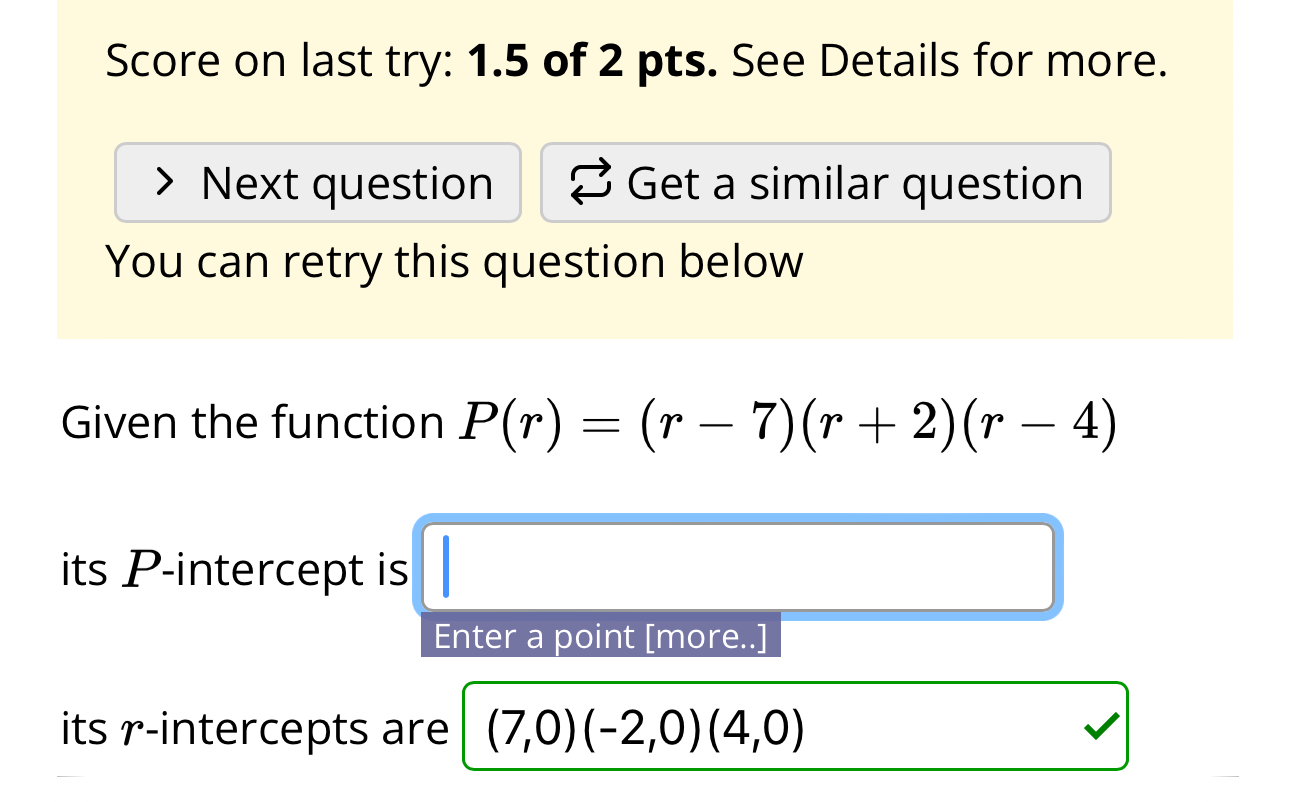 Solved Score on last try: 1.5 ﻿of 2 ﻿pts. ﻿See Details for | Chegg.com