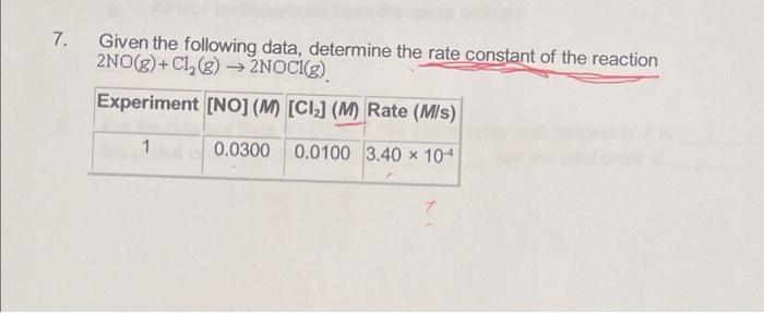 Solved Given the following data, determine the rate constant | Chegg.com
