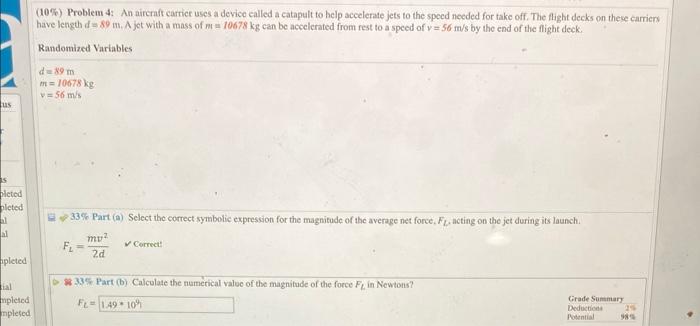 Solved (10\%) Problem 4: An aircnft carrice uses a device | Chegg.com