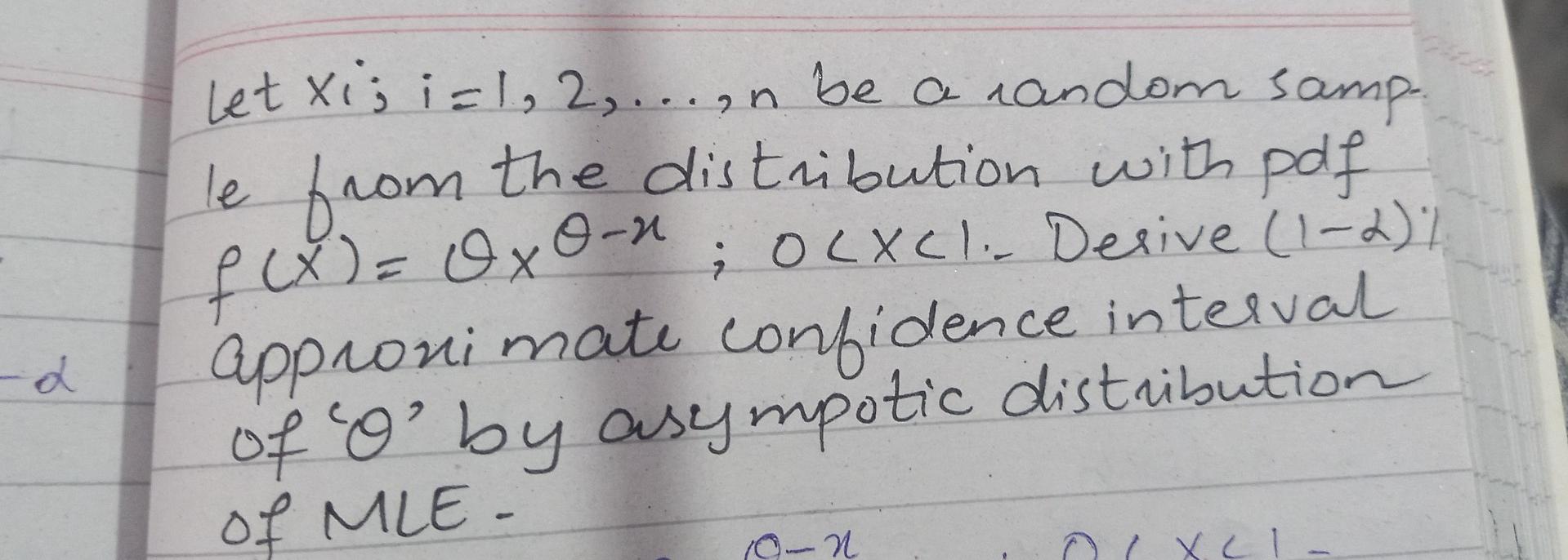 Solved Let xi;i=1,2,…,n be a andom samp le from the | Chegg.com