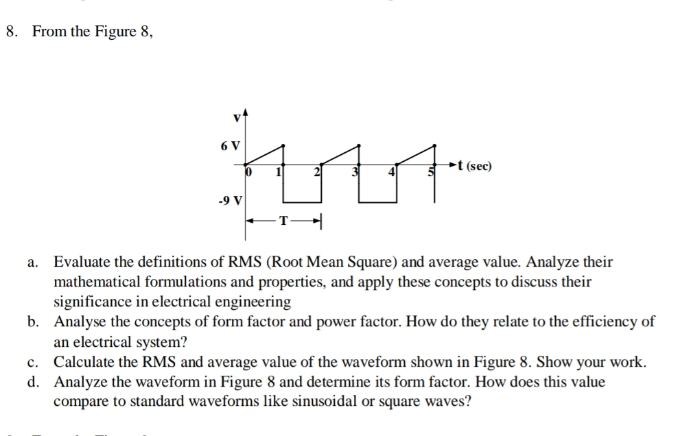 From the Figure 8,a. ﻿Evaluate the definitions of RMS | Chegg.com