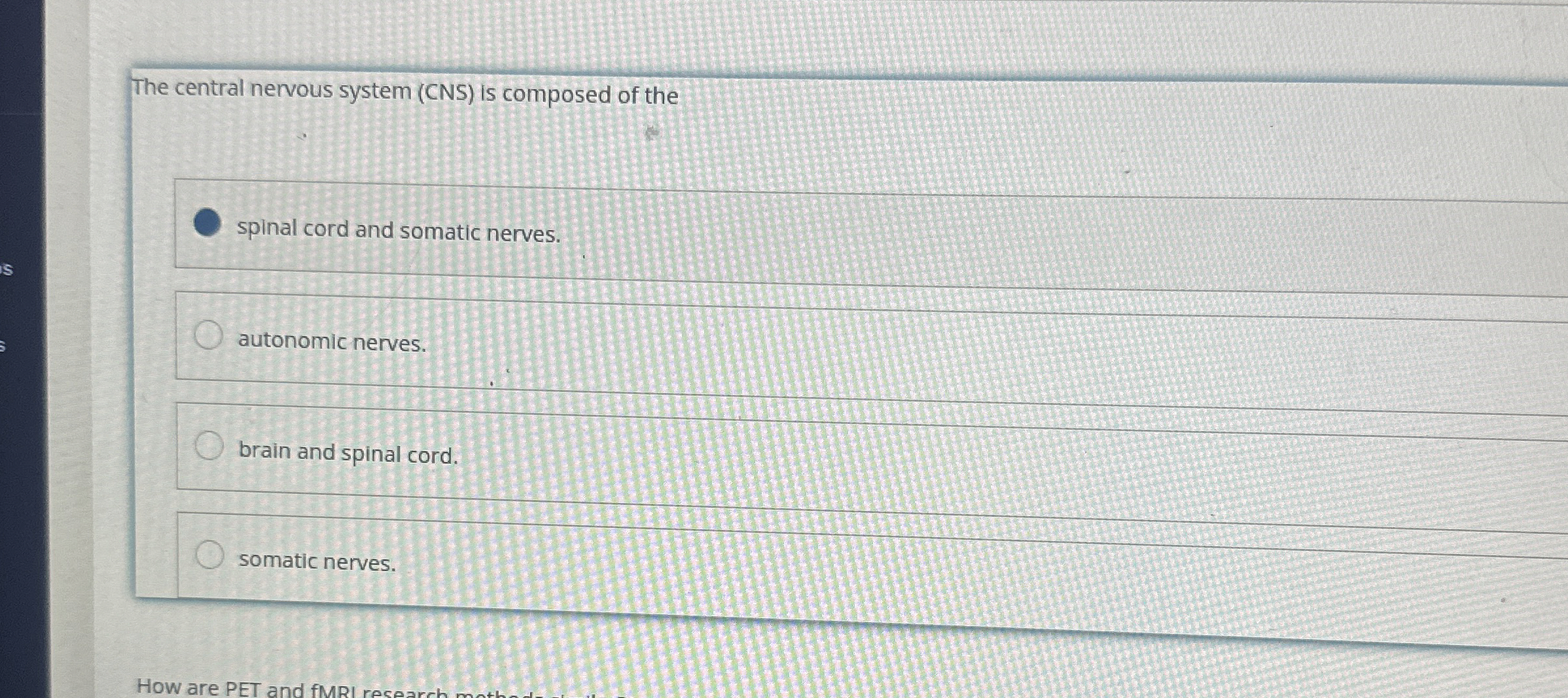 Solved The central nervous system (CNS) ﻿is composed of | Chegg.com