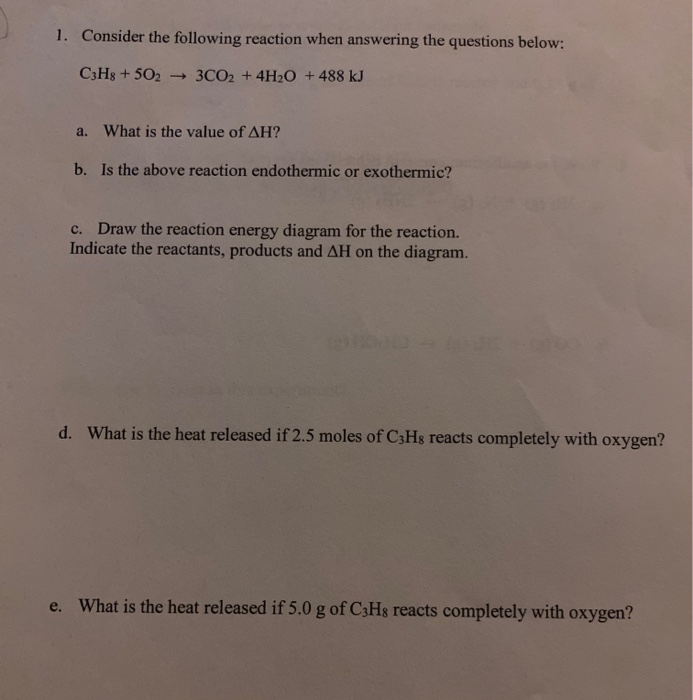 Solved 1. Consider the following reaction when answering the | Chegg.com