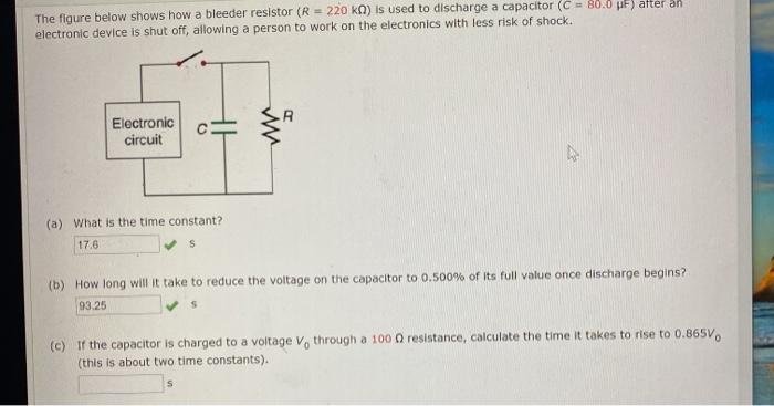 Solved The figure below shows how a bleeder resistor (R = | Chegg.com