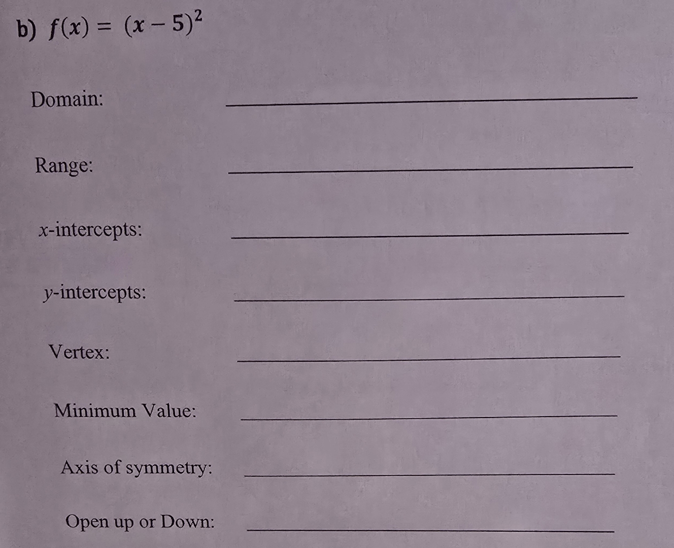 Solved For every Parabola below , ﻿identify the key | Chegg.com