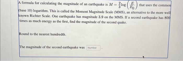 Solved A formula for calculating the magnitude of an | Chegg.com