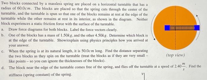 Solved Two blocks connected by a massless spring are placed | Chegg.com