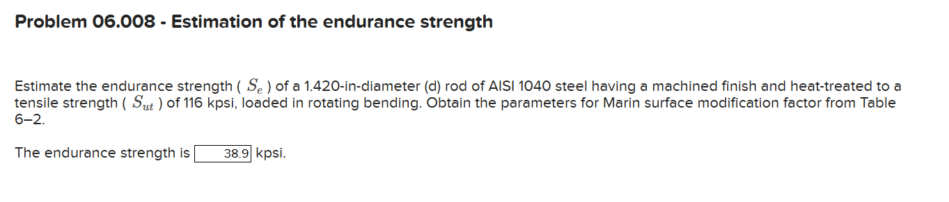 Solved Problem 06.008 - ﻿Estimation of the endurance | Chegg.com