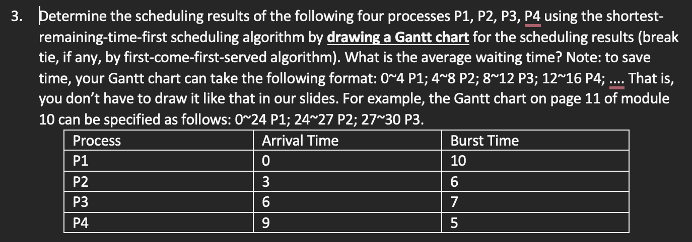 Solved Determine the scheduling results of the following | Chegg.com