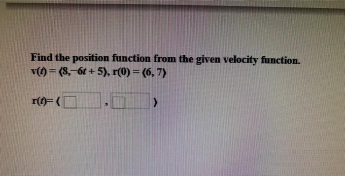 Solved Find the position function from the given velocity | Chegg.com