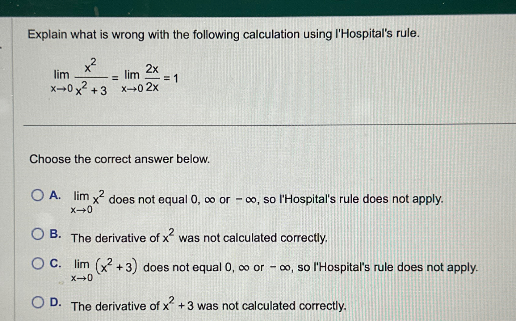 Solved Explain what is wrong with the following calculation | Chegg.com