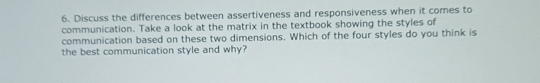Solved Discuss the differences between assertiveness and | Chegg.com
