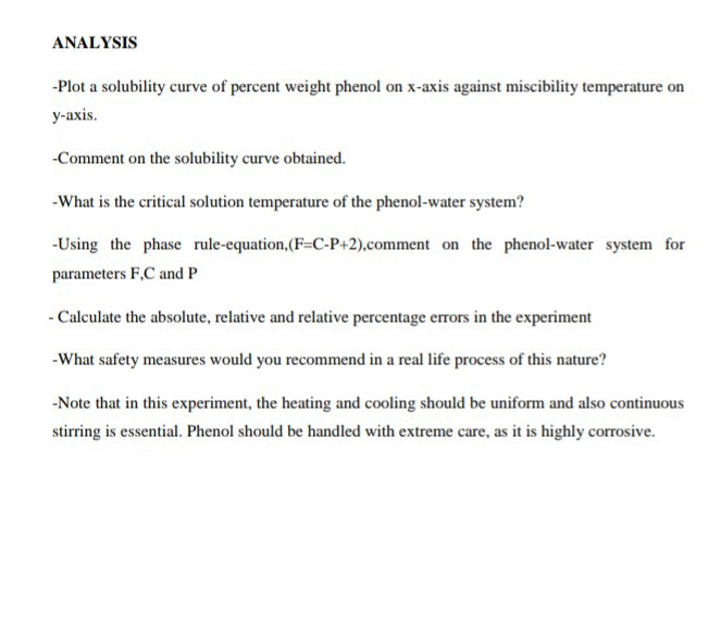 Solved TITLE: MUTUAL SOLUBILITY CURVE OF PHENOL-WATER SYSTEM | Chegg.com
