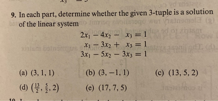 Solved 9. In each part, determine whether the given 3-tuple | Chegg.com