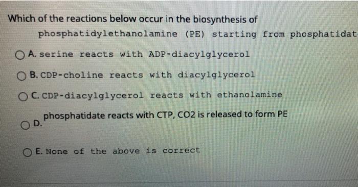 Solved Which of the reactions below occur in the | Chegg.com