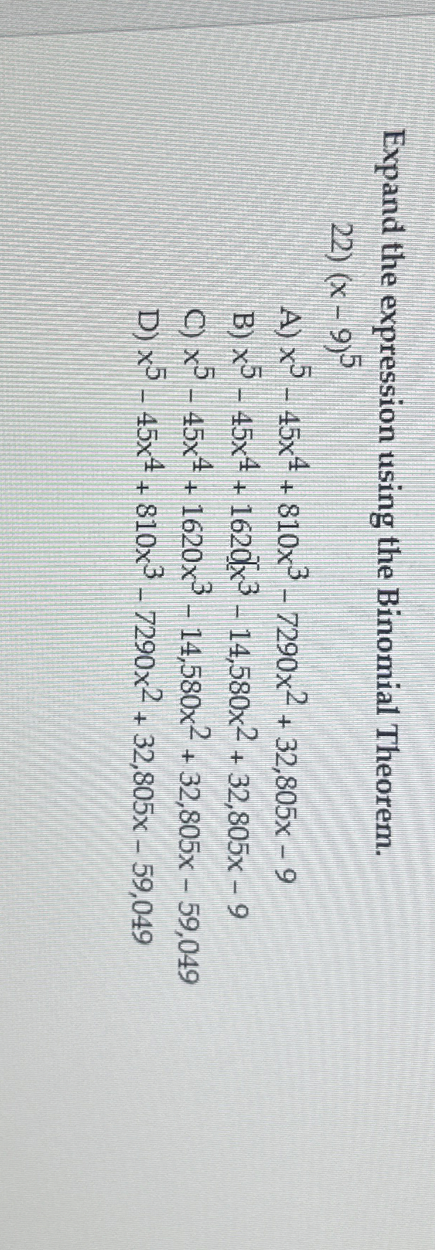 Expand the expression using the Binomial | Chegg.com