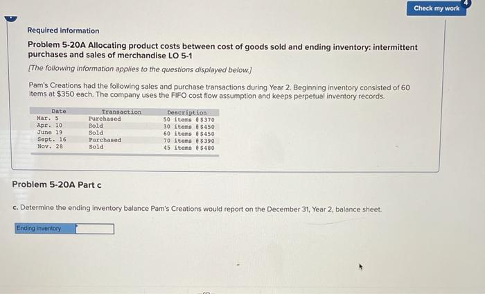 Solved Required information Problem 5-20A Allocating product | Chegg.com