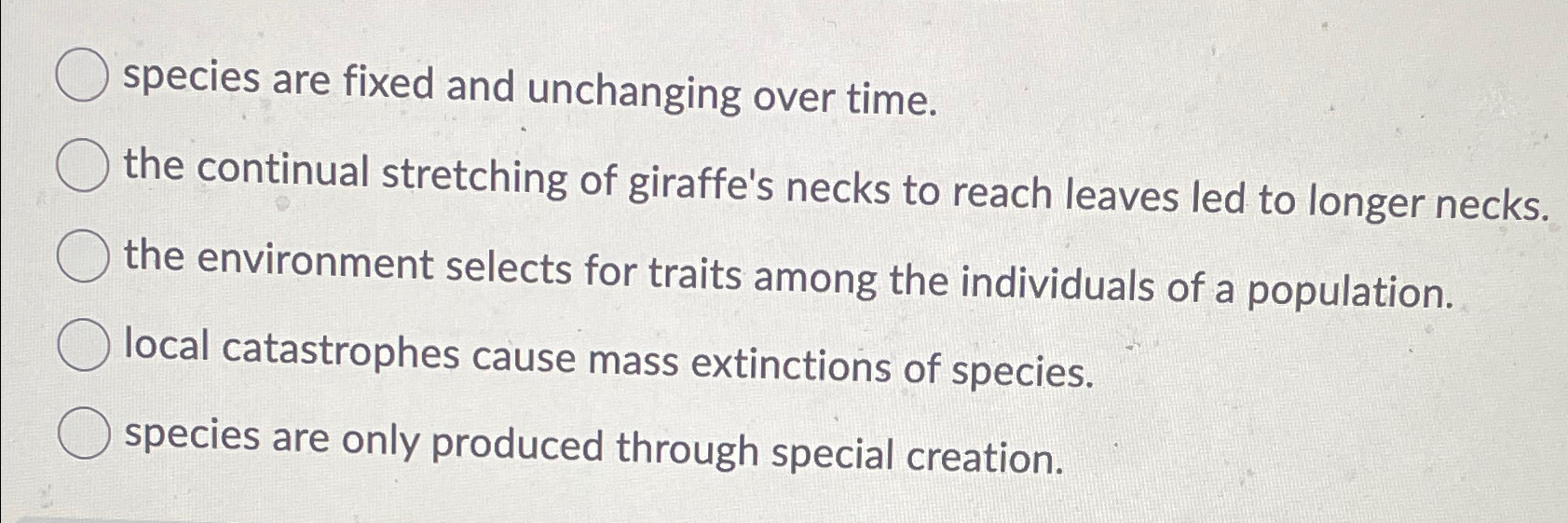 Solved species are fixed and unchanging over time.the | Chegg.com