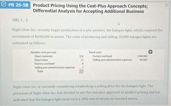 Solved Product Pricing Using the Cost-Plus Approach | Chegg.com