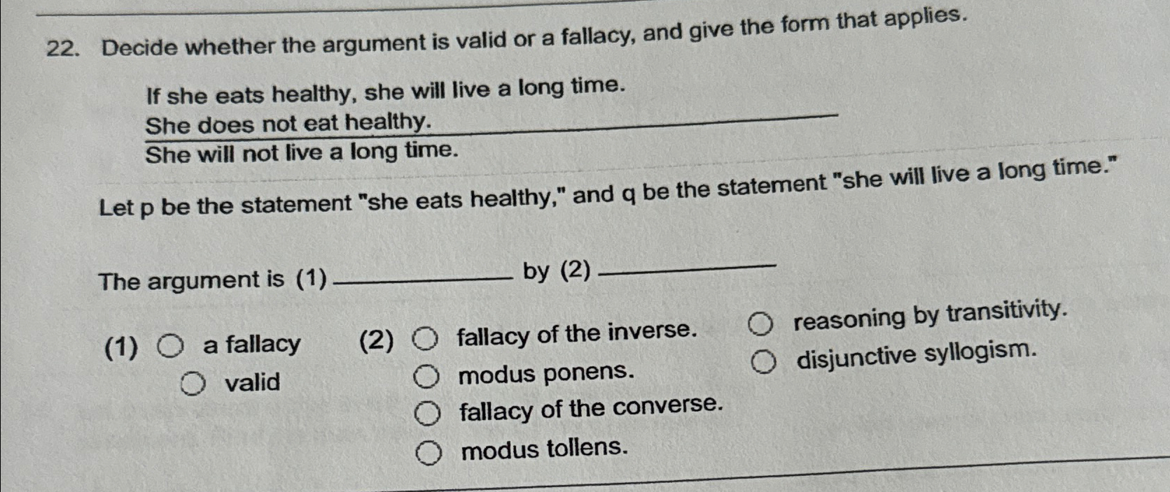 Solved Decide whether the argument is valid or a fallacy, | Chegg.com