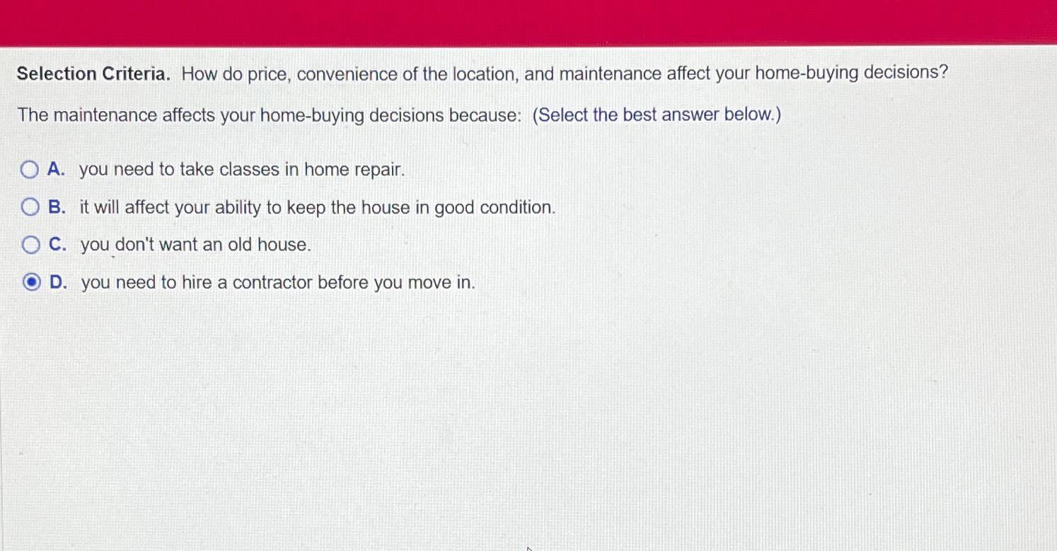 Solved Selection Criteria. How do price, convenience of the | Chegg.com