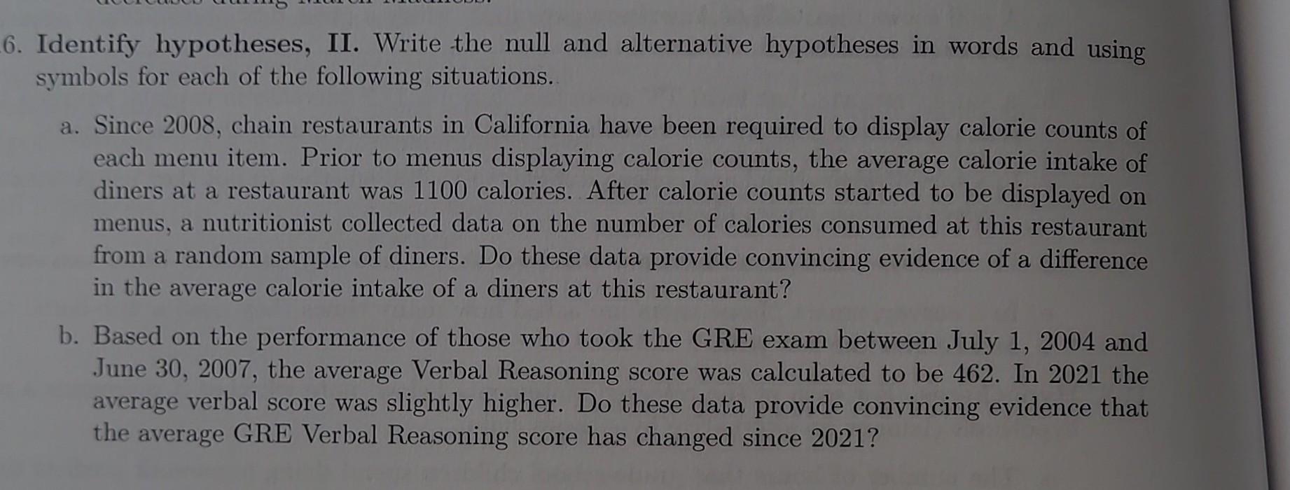 Solved Identify Hypotheses Ii Write The Null And 