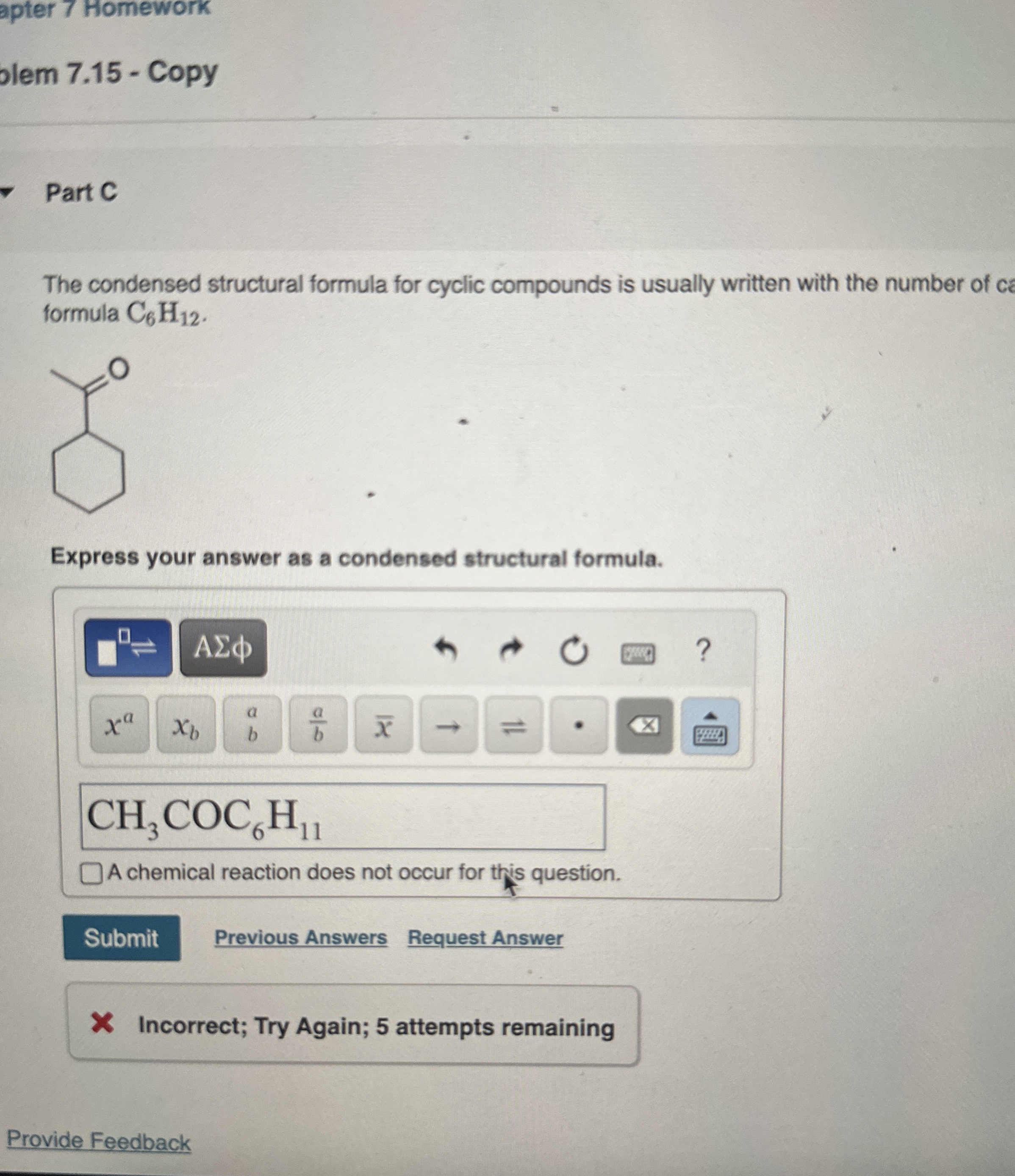 Solved apter 7 ﻿Homeworkolem 7.15 - ﻿CopyPart CThe condensed | Chegg.com