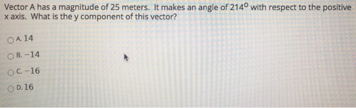 Solved Vector A has a magnitude of 25 meters. It makes an | Chegg.com