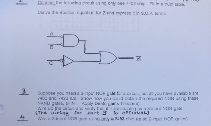 Solved Connect the following circuit using only one 7402 | Chegg.com